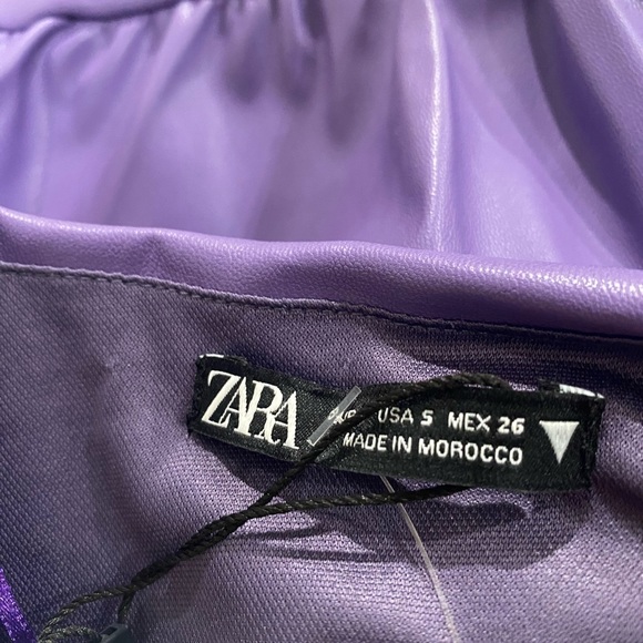 Zara | Dresses | Zara Purple Long Sleeve Faux Leather Mini Dress Nwt ...